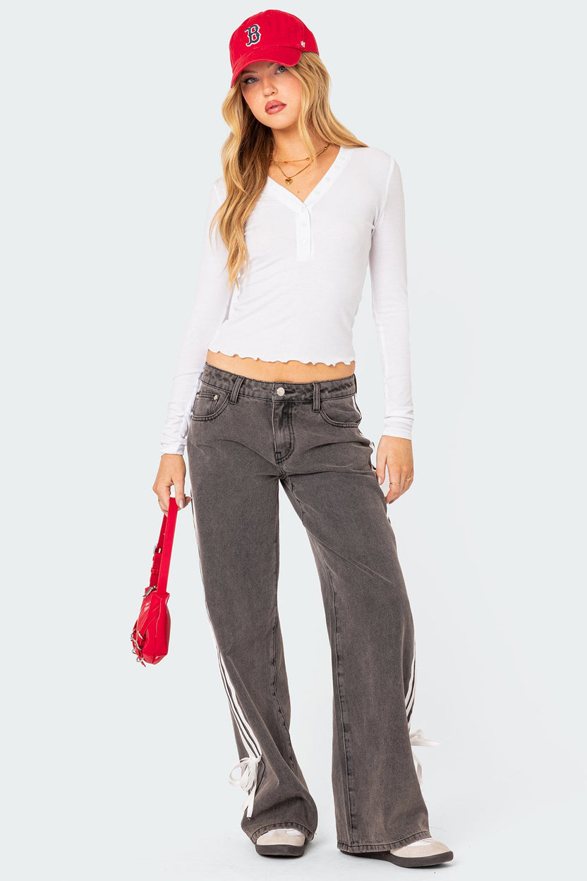 Washed Low Rise Ribbon Jeans – edikted