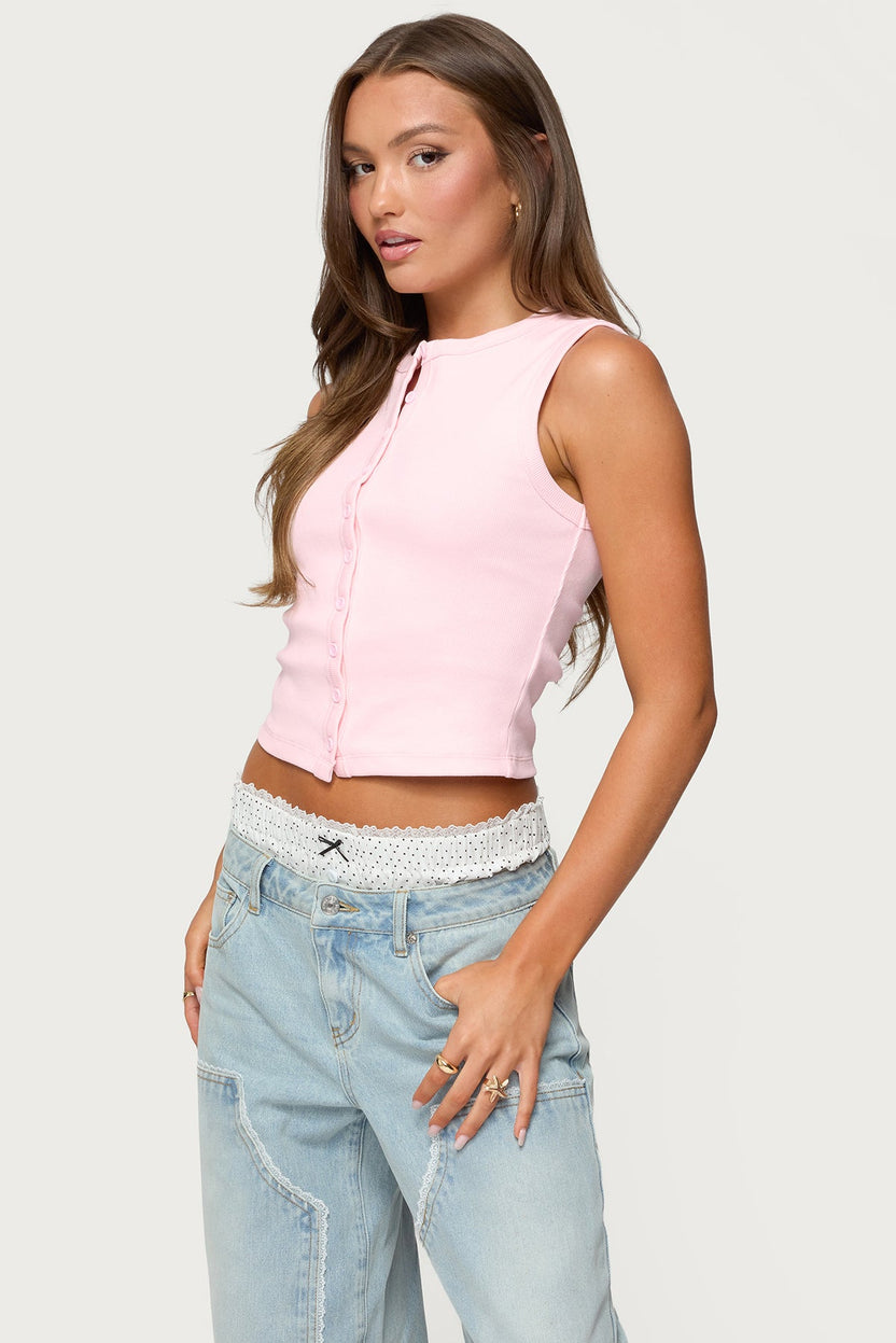 Basel Button Up Tank Top – Edikted UK