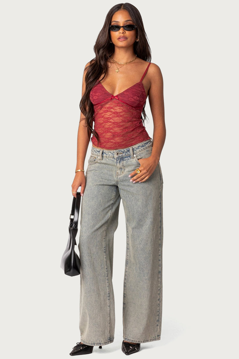 Eira Sheer Lace Tank Top – Edikted UK
