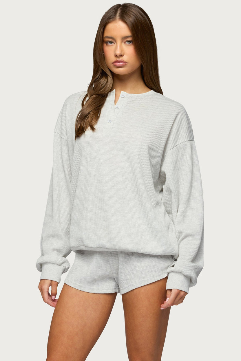 Baila Waffle Henley Top – Edikted UK