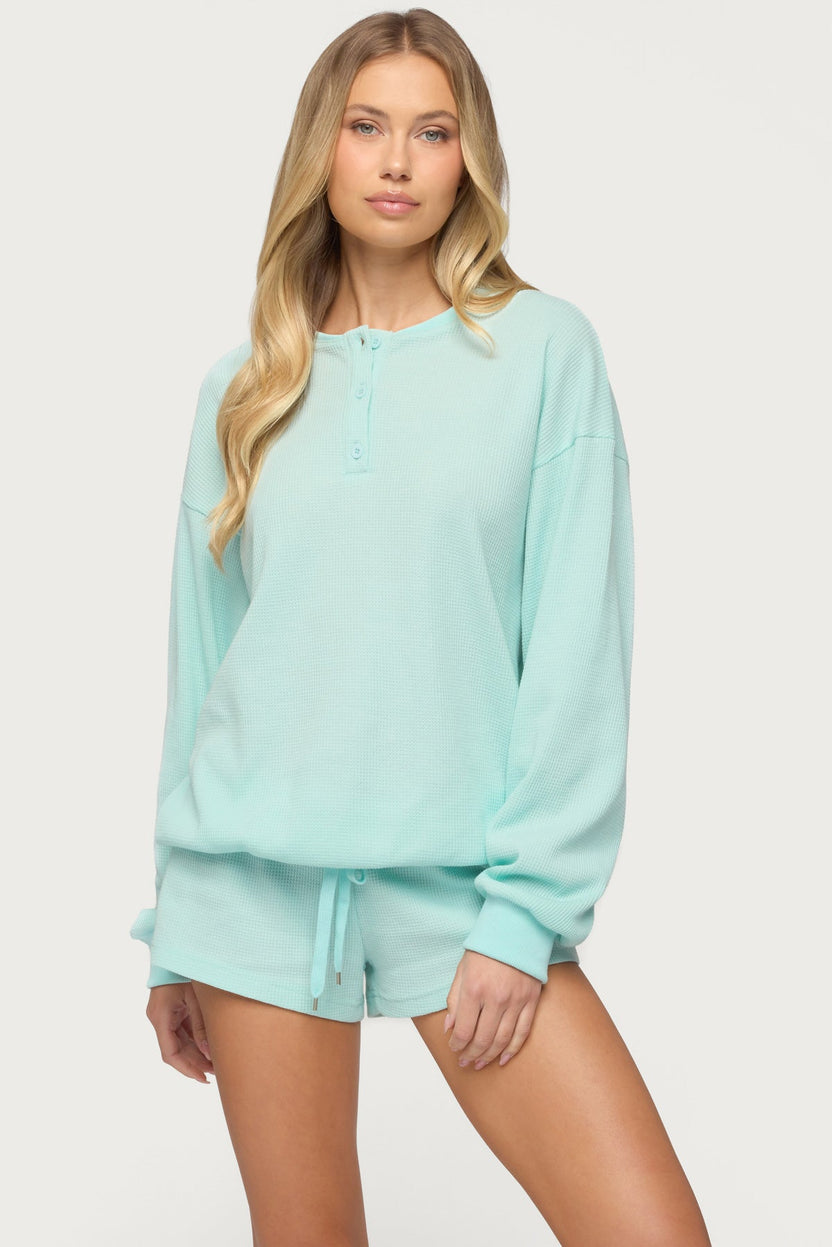 Baila Waffle Henley Top – Edikted UK